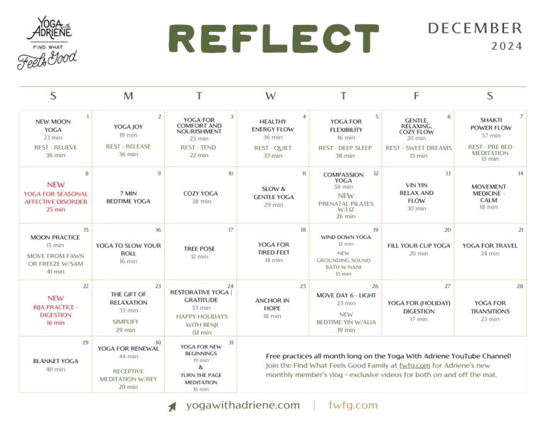REFLECT - December Calendar | Yoga With Adriene